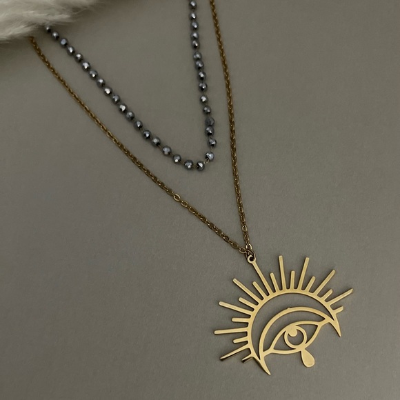Eklectyc | Jewelry | Esoteric Gold Moon And All Seeing Eye Pendant ...